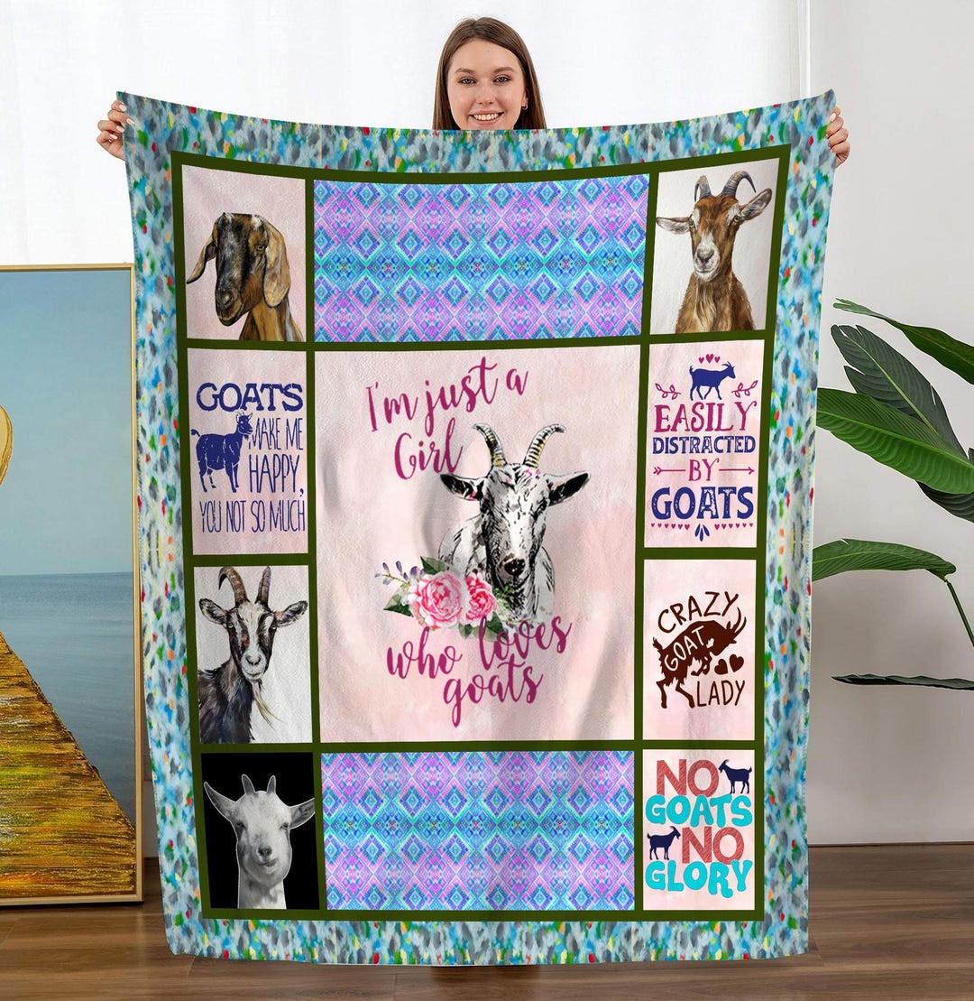 I'm Just A Girl Who Loves Goats Sherpa Blanket, Goat Blanket, Goat ...