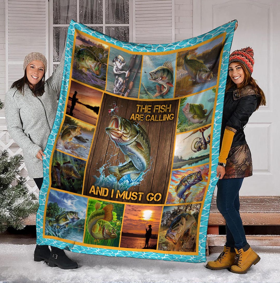 Fishing Sherpa Blanket, Fishing Dad Blanket, Retro Fishing Throw ...