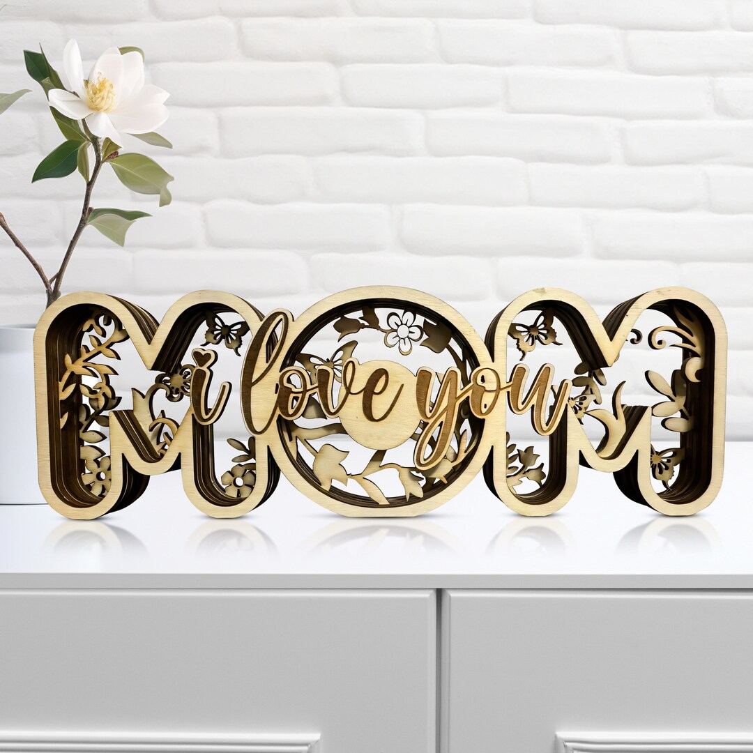 I Love You Mom Gift, Mom Shadowbox, Mom 3-D Art, Mom Layered Art, Mom ...