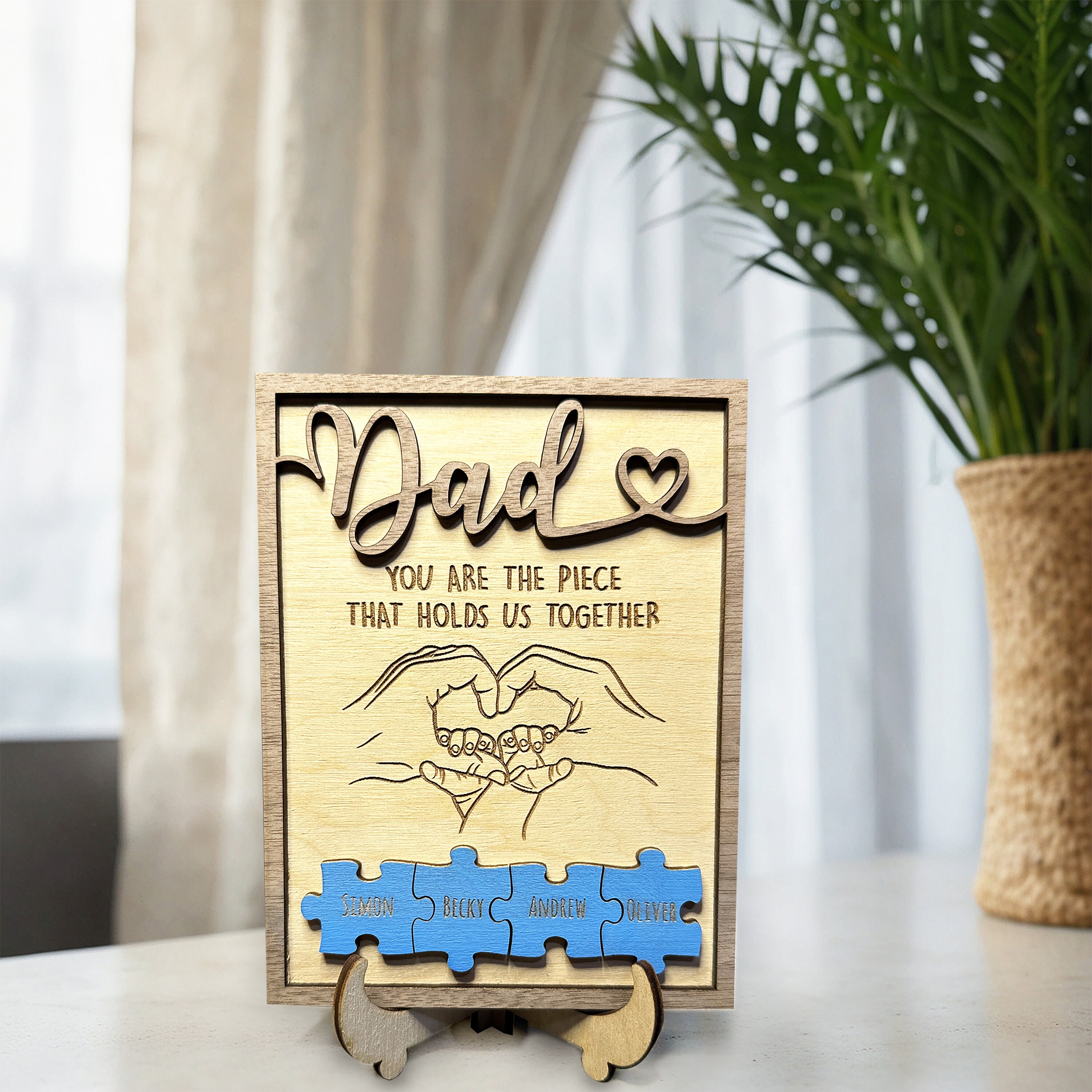 Custom Art for Dad, Custom Father Desk Décor, Dad Kids Name Gift ...