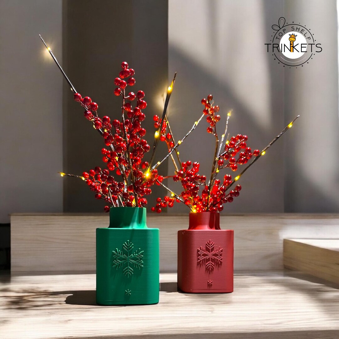 Snowflake Vase, 3D Printed Vase, Christmas Decor, Christmas Vase ...