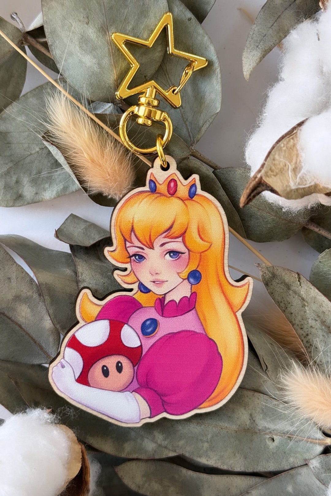 Keychain Peach Mario Princess Fanart Charm Keyring Eco Friendly - Etsy