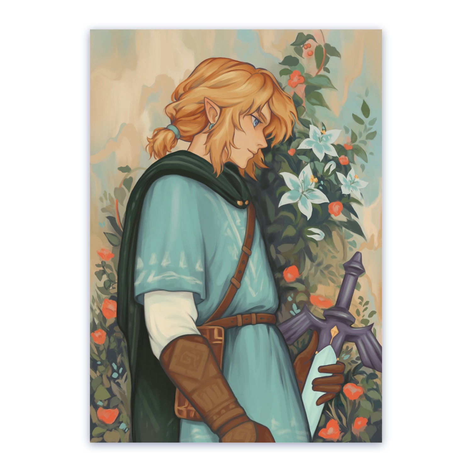 Zelda Link Tears of the Kingdom TOTK Fanart Art Nouveau Poster Print ...