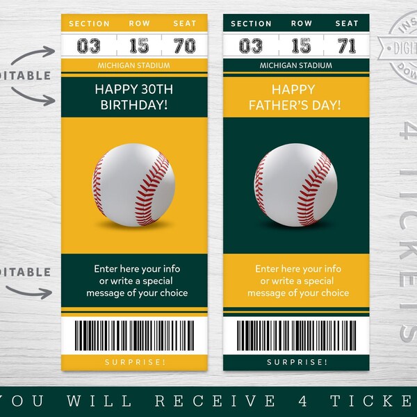 Baseball Ticket - Etsy