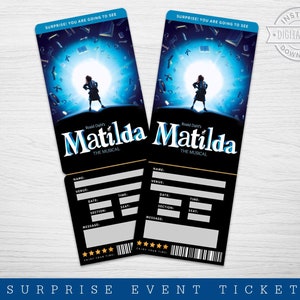 Printable Matilda Broadway Surprise Ticket︱musical Theatre Ticket︱event ...