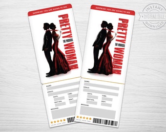 Printable Cinderella Broadway Surprise Ticket, Cinderella Musical Collectible Theater Ticket ...