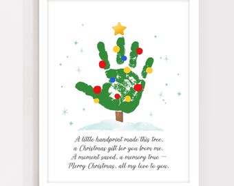 Christmas Handprint Art, Xmas Tree Handprint Poem, DIY Xmas Card,gift ...