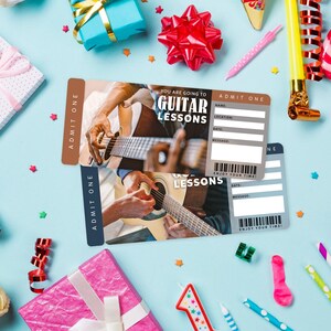 Digital Guitar Lessons Gift Ticket, Music Class Voucher Surprise Gift ...