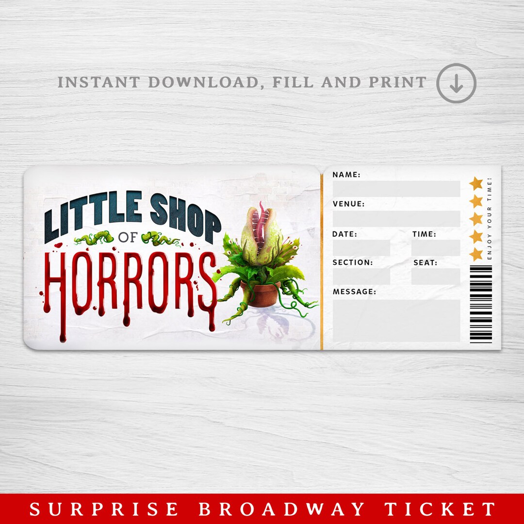Printable Little Shop of Horrors Broadway Surprise Ticket︱musical ...