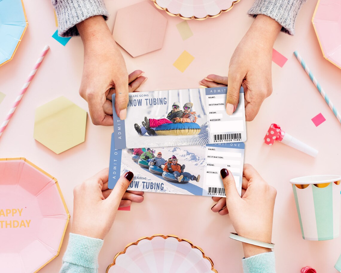 Printable Snow Tubing Surprise Ticket︱experience Gift Voucher - Etsy