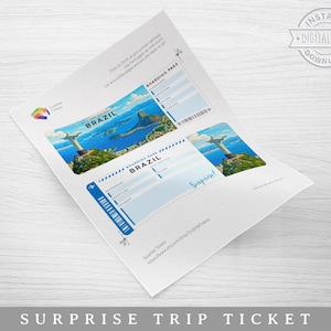 Digital BRAZIL Surprise Trip Ticket, Rio De Janeiro Printable Boarding ...