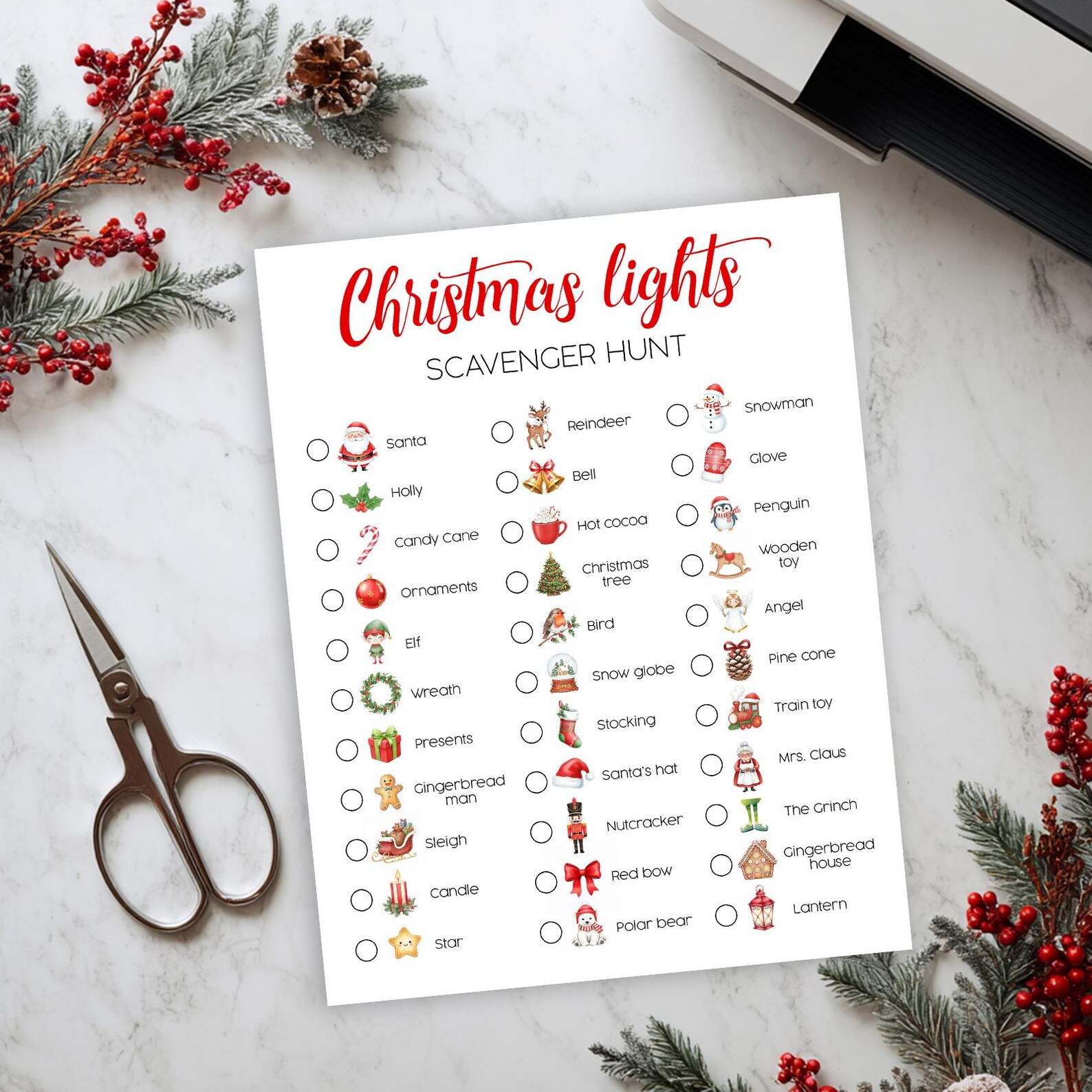 Christmas Lights Scavenger Hunt | Holiday Scavenger Hunt | Xmas ...