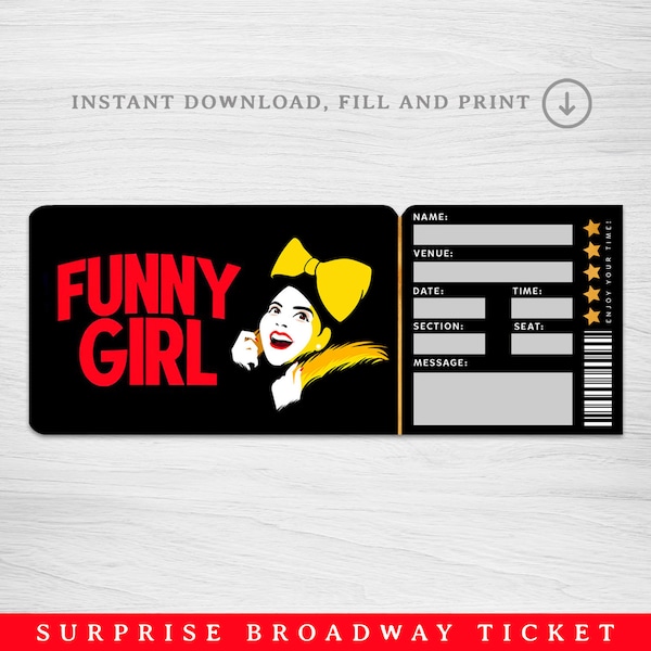 Funny Girl Printable Tickets - Etsy