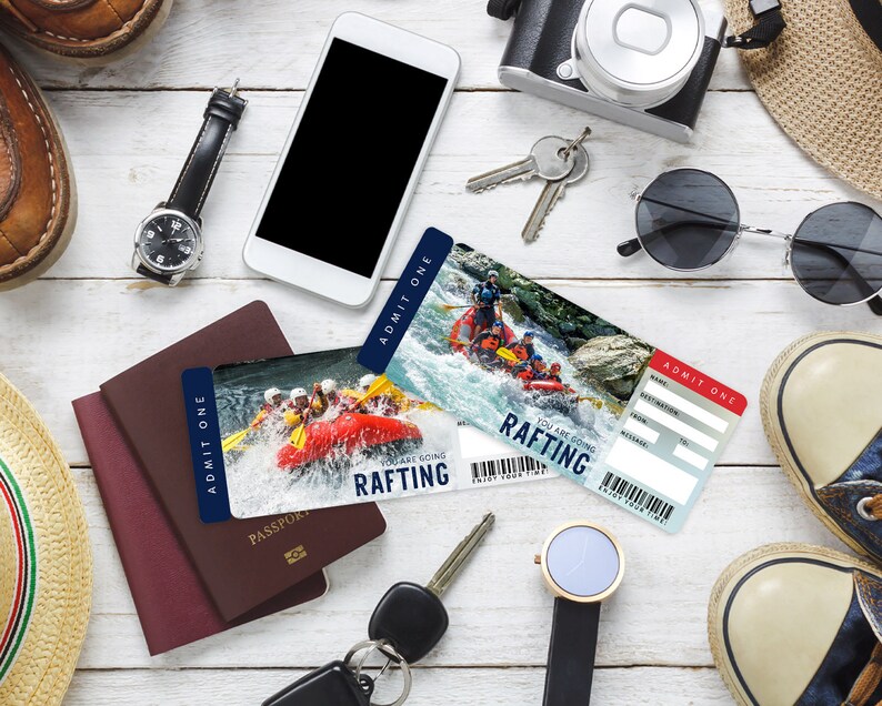Printable RAFTING Surprise Trip Gift Ticket, Rafting Gift Voucher ...