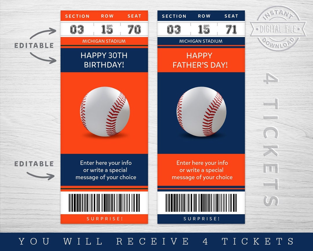 Digital Detroit Colors Surprise Ticket Gift, Detroit Baseball Game ...