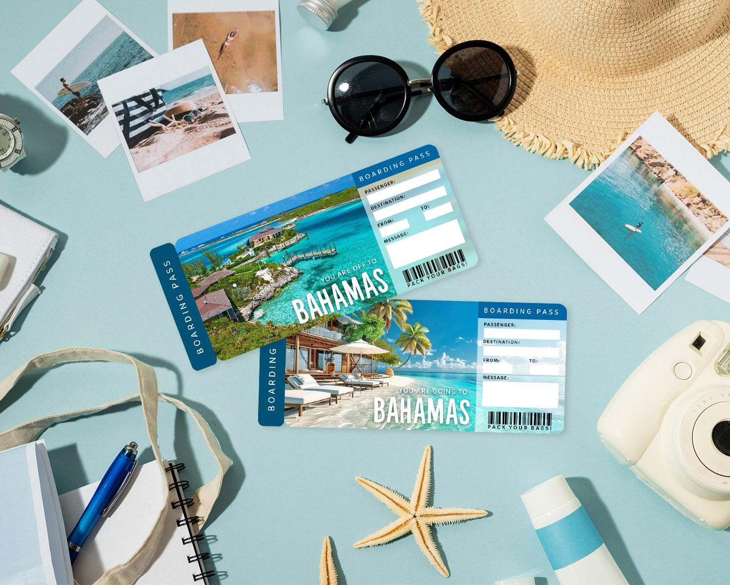 Digital BAHAMAS Trip Surprise Gift Ticket︱vacation Boarding Pass ...