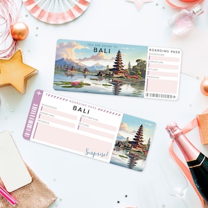 Digital BALI Surprise Trip Gift Ticket, INDONESIA Printable Boarding ...
