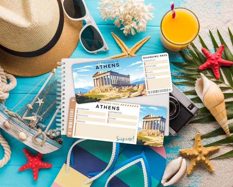 Digital ATHENS Trip Surprise Gift Ticket︱greece Boarding Pass︱printable ...