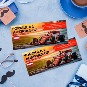 Printable Formula 1 Ticket, Austrian GP Faux Ticket, Editable F1 Race ...
