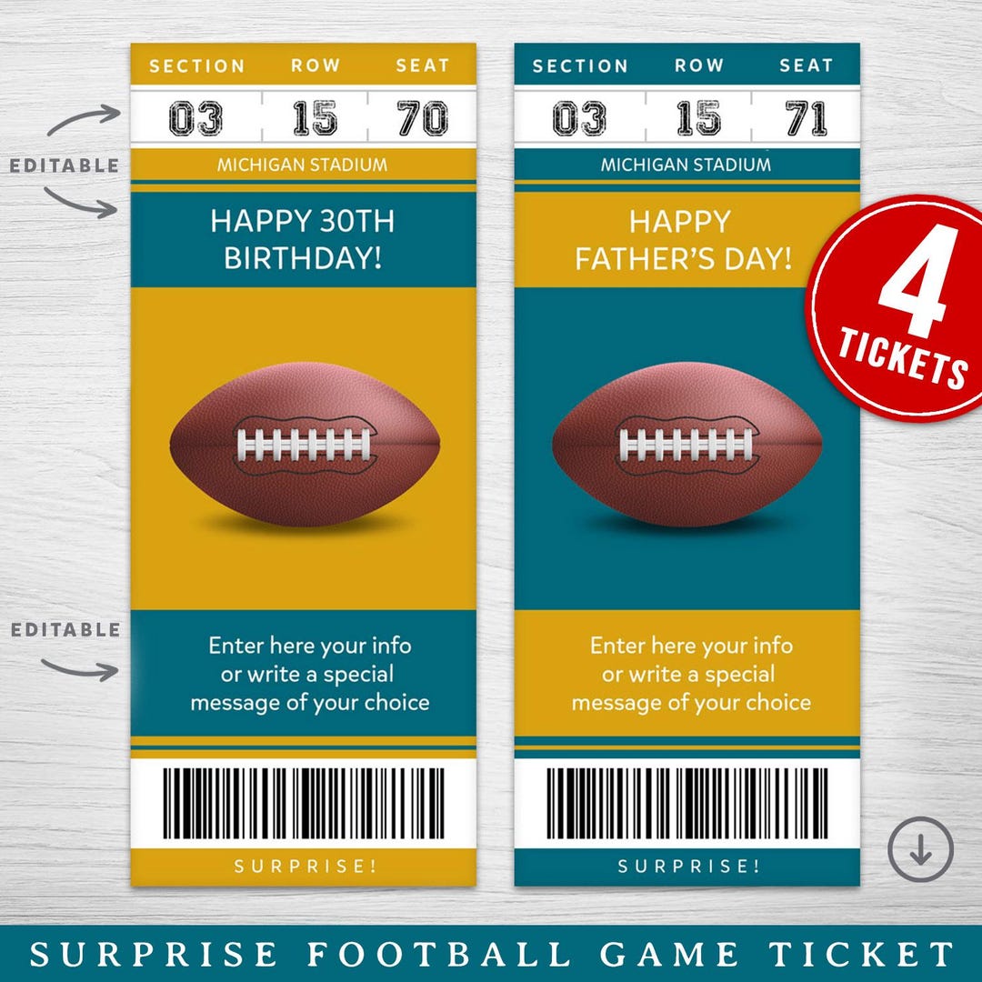 Digital Jacksonville Colors Sport Surprise Ticket Gift, Football Game ...
