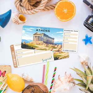 Digital ATHENS Trip Surprise Gift Ticket︱greece Boarding Pass︱printable ...