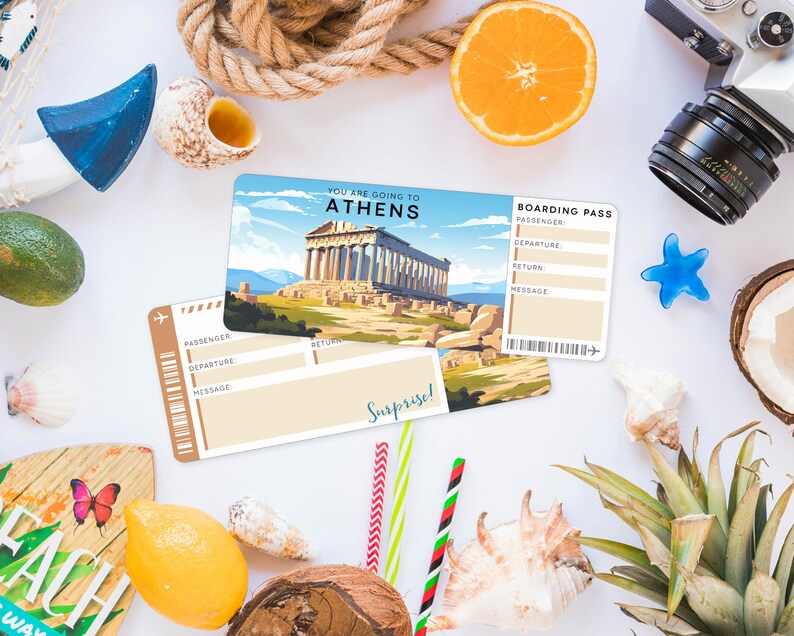 Digital ATHENS Trip Surprise Gift Ticket︱greece Boarding Pass︱printable ...