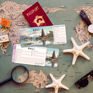 Digital BALI Surprise Trip Gift Ticket, INDONESIA Printable Boarding ...