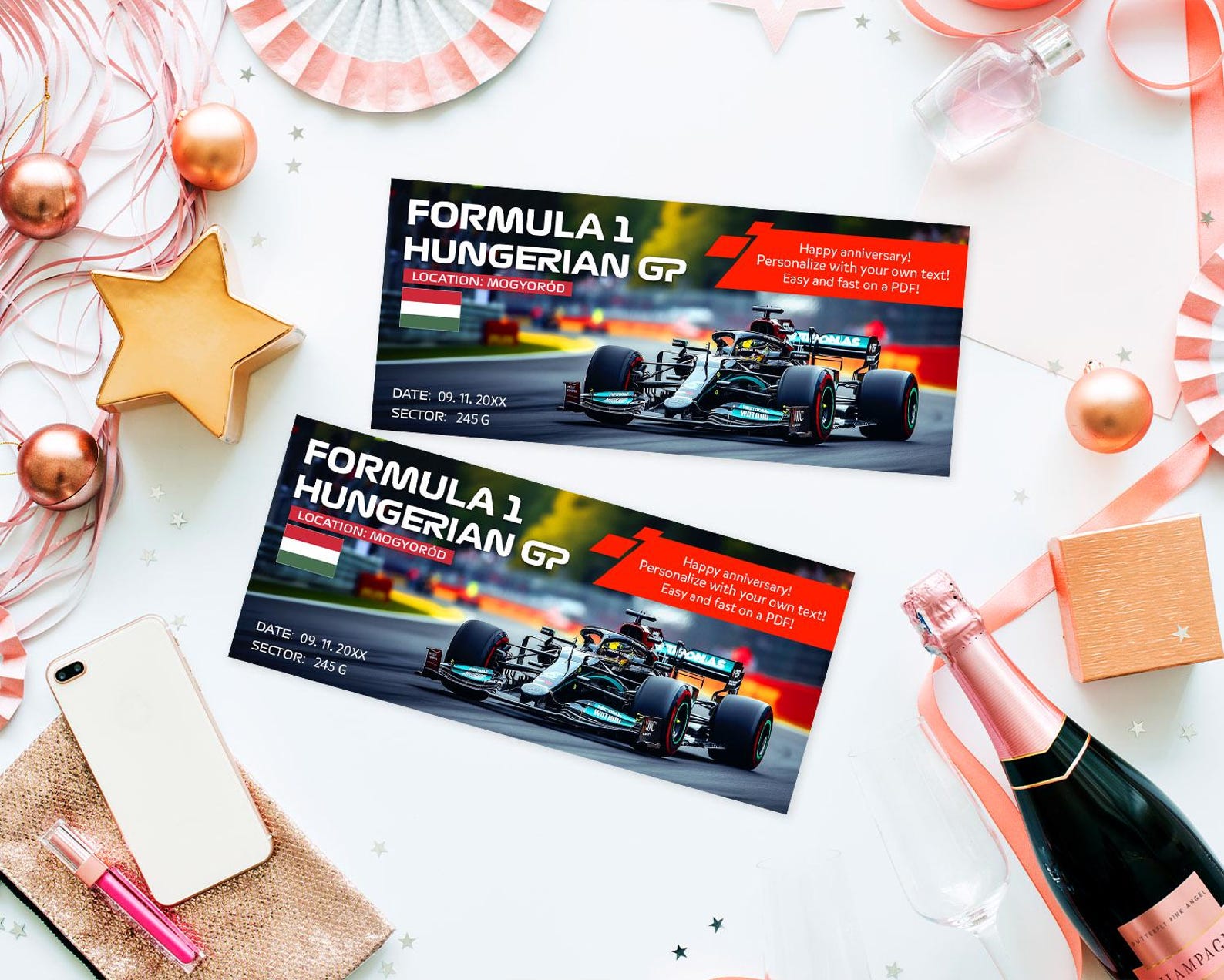 Printable Formula Ticket, Hungarian GP Faux Ticket, Editable Race ...