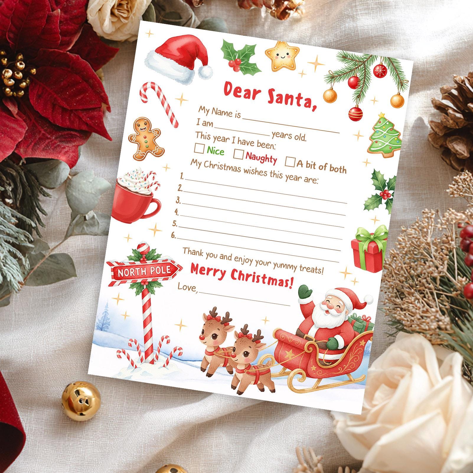 Printable Letter to Santa | Santa Wish List Letter | Kids Christmas ...