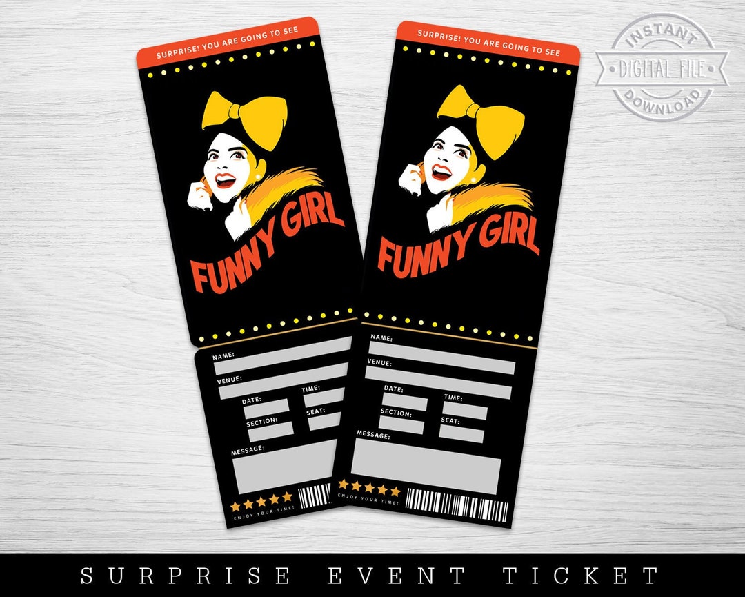 Printable Funny Girl Broadway Surprise Ticket︱musical Theatre Ticket ...