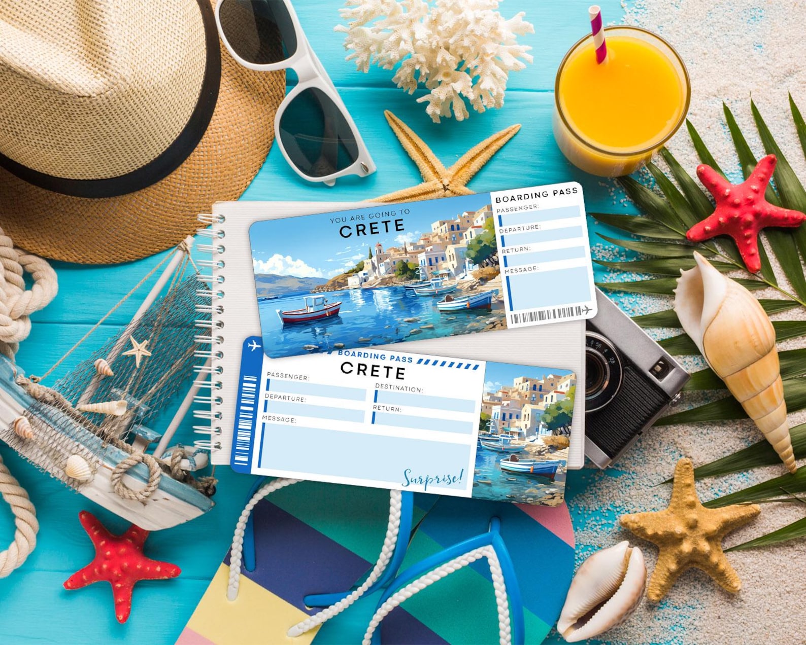 Digital CRETE Trip Surprise Gift Ticket︱greece Boarding Pass︱printable ...