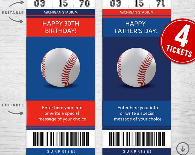 Editable Toronto Blue Jays Custom Baseball Tickets, Baseball Tickets ...