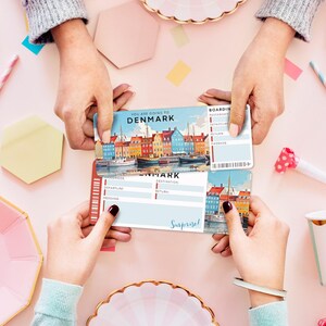 Digital DENMARK Surprise Trip Ticket, DENMARK Printable Boarding Pass ...