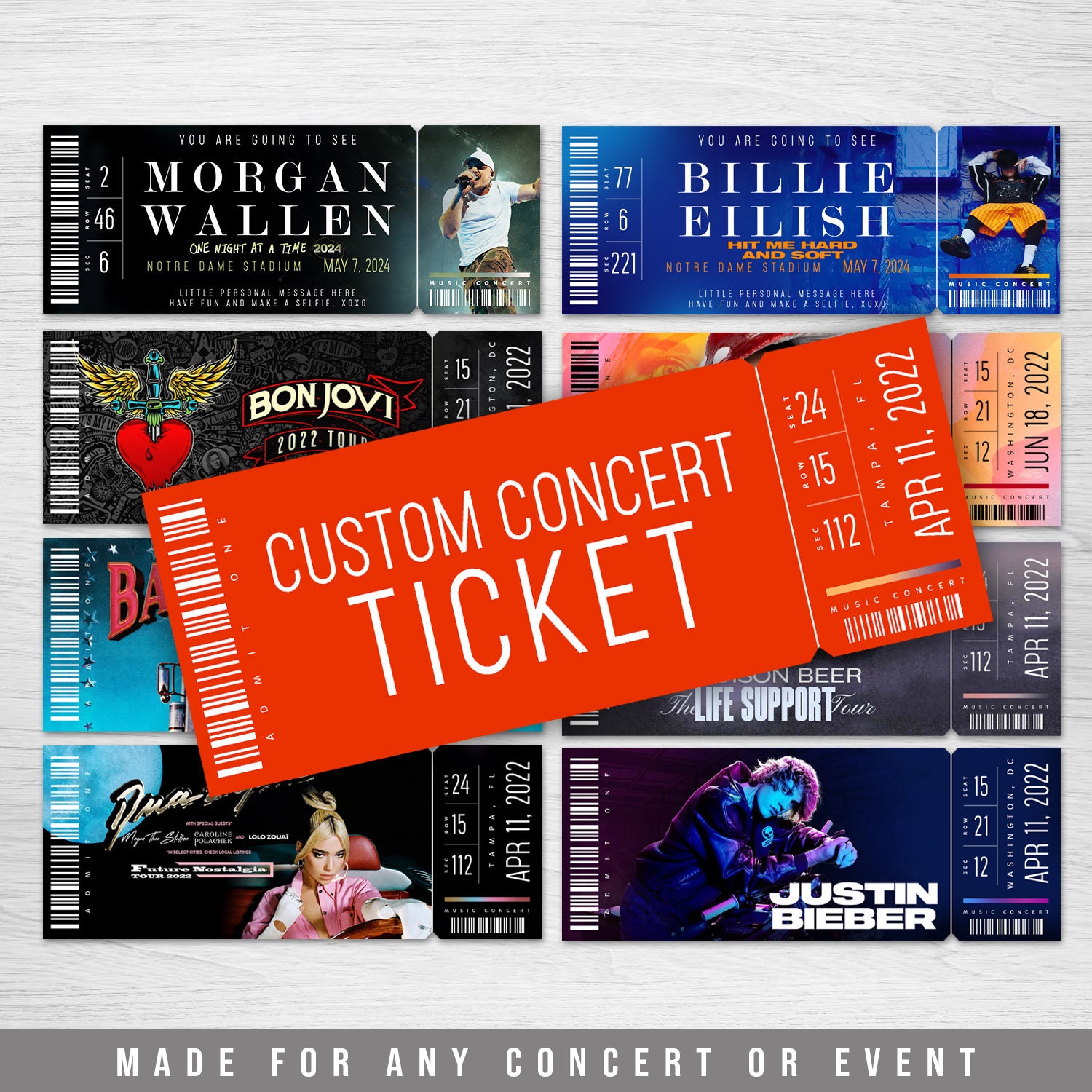 Customized Concert Ticket, Printable Souvenir Ticket, Concert ...