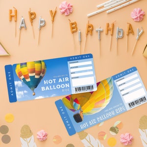 Printable Hot Air Balloon Surprise Trip Ticket︱experience Gift Voucher ...