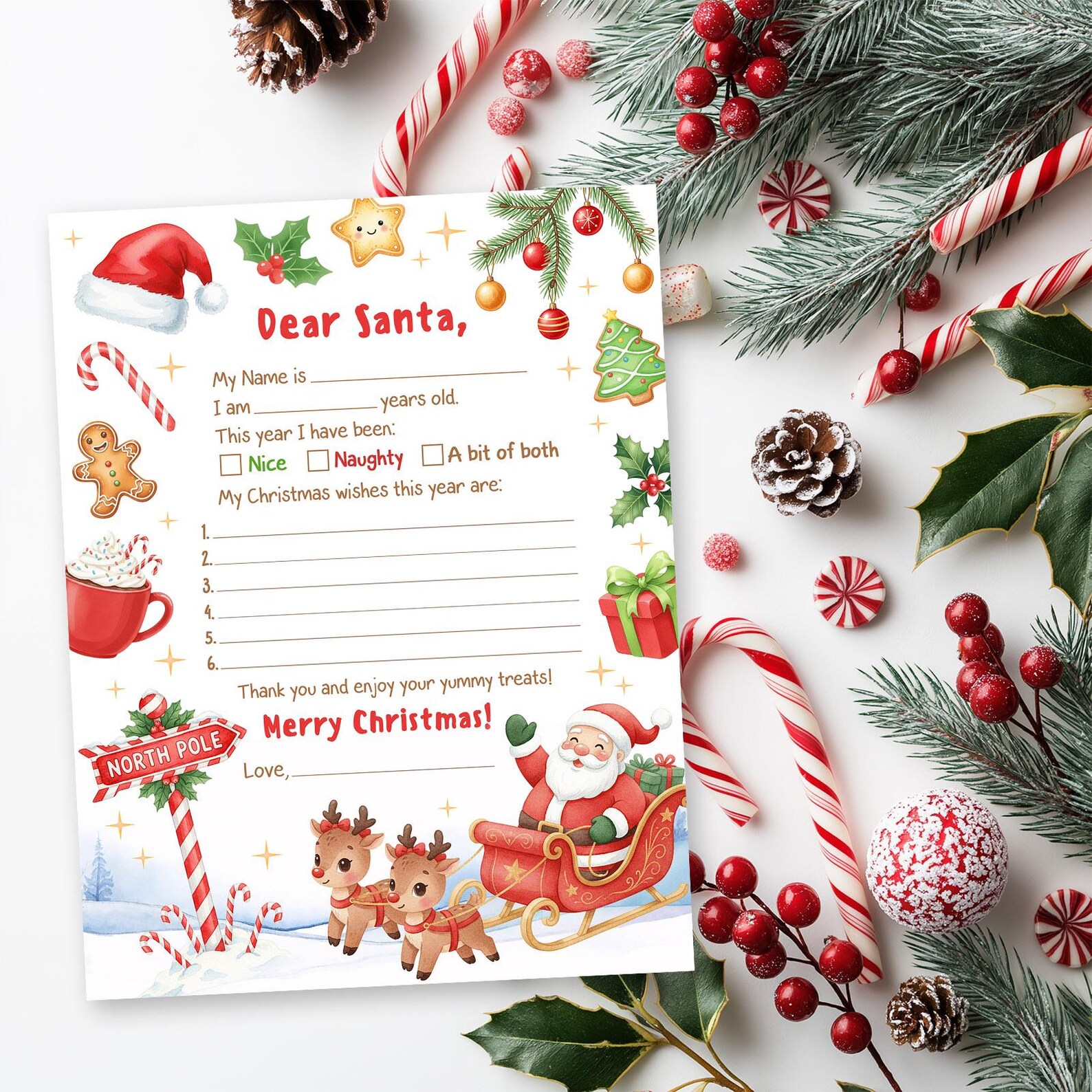 Printable Letter to Santa | Santa Wish List Letter | Kids Christmas ...