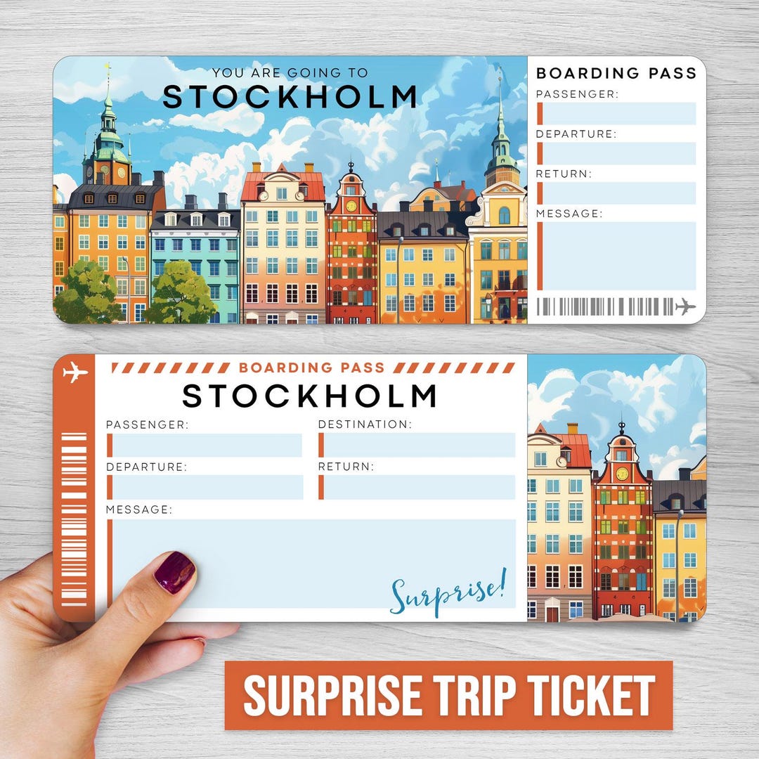 Digital STOCKHOLM Trip Surprise Gift Ticket︱sweden Boarding Pass ...