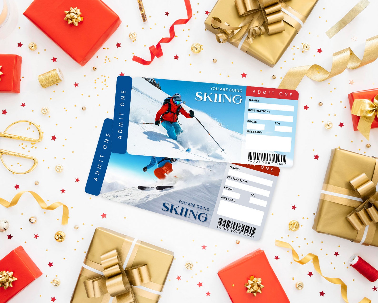 Digital SKIING Surprise Trip Gift Ticket, Printable Trip Ticket ...