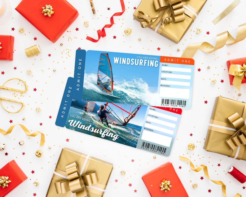 Printable Windsurfing Surprise Ticket︱windsurfing Lessons Gift Voucher ...