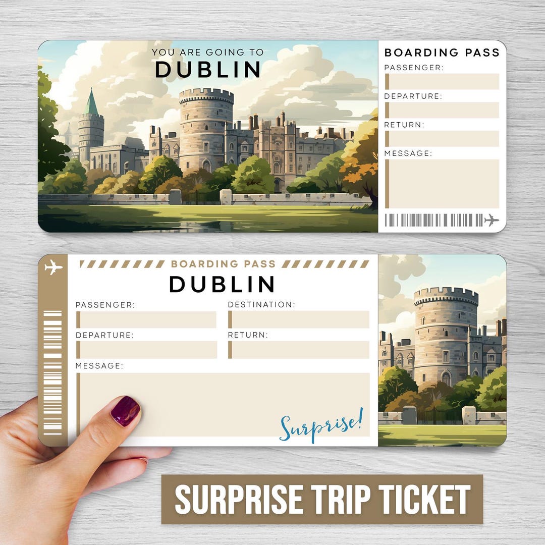 Digital DUBLIN Surprise Trip Ticket︱ireland Printable Boarding Pass ...