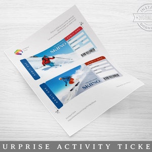 Printable SKIING Surprise Ticket︱winter Vacation Gift Reveal ...