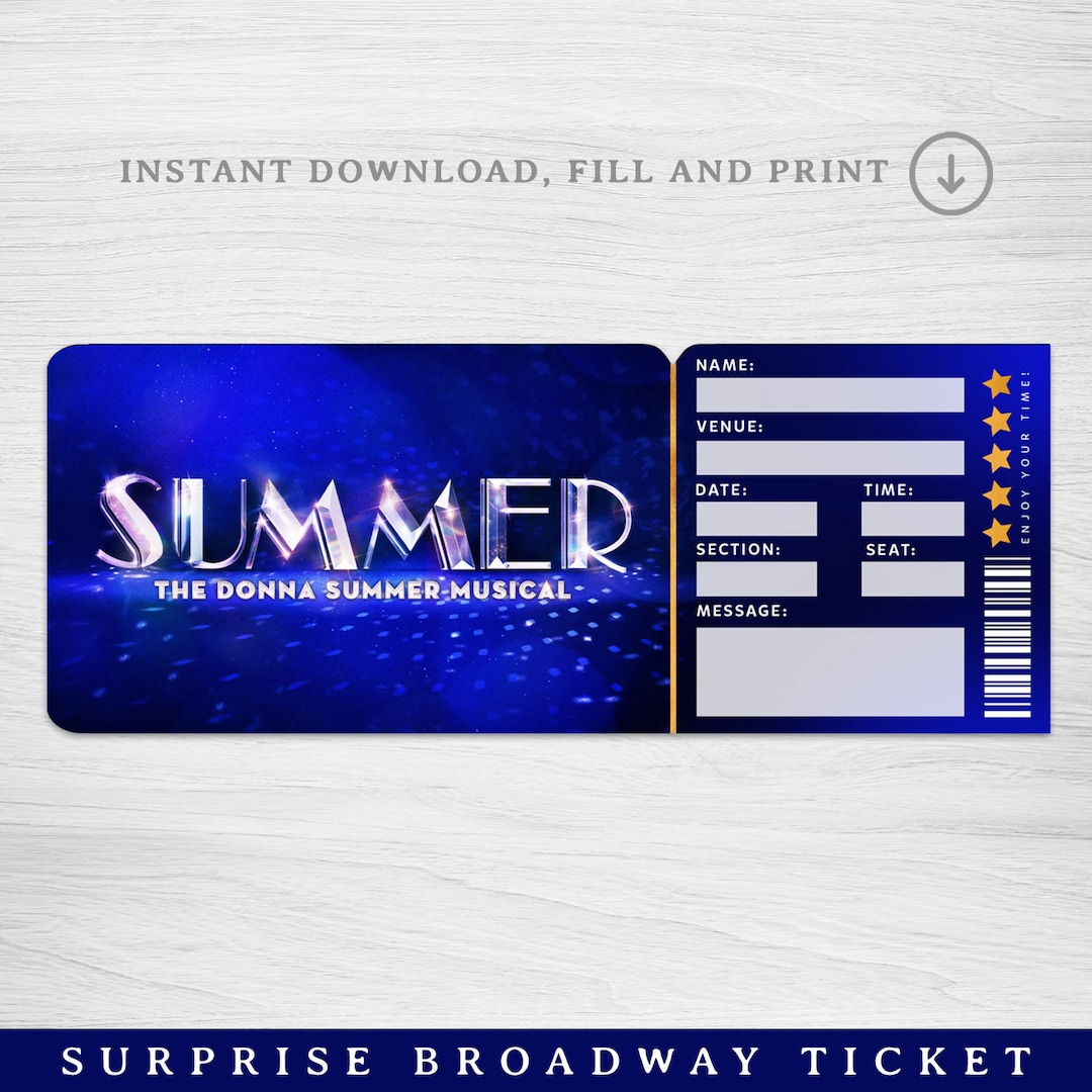 Printable SUMMER the Donna Summer Broadway Surprise Ticket︱musical ...