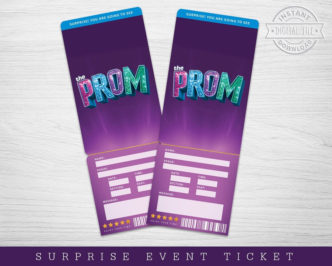 Printable the Prom Broadway Surprise Ticket︱musical Theatre Ticket ...