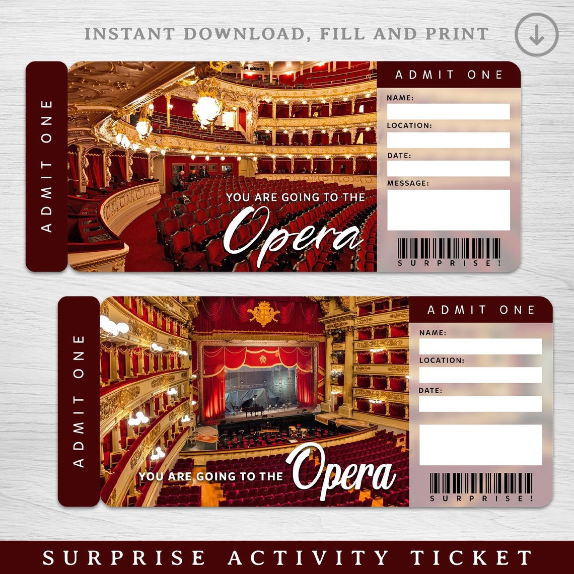Printable Opera Surprise Surprise Ticket︱opera Night Gift Reveal - Etsy