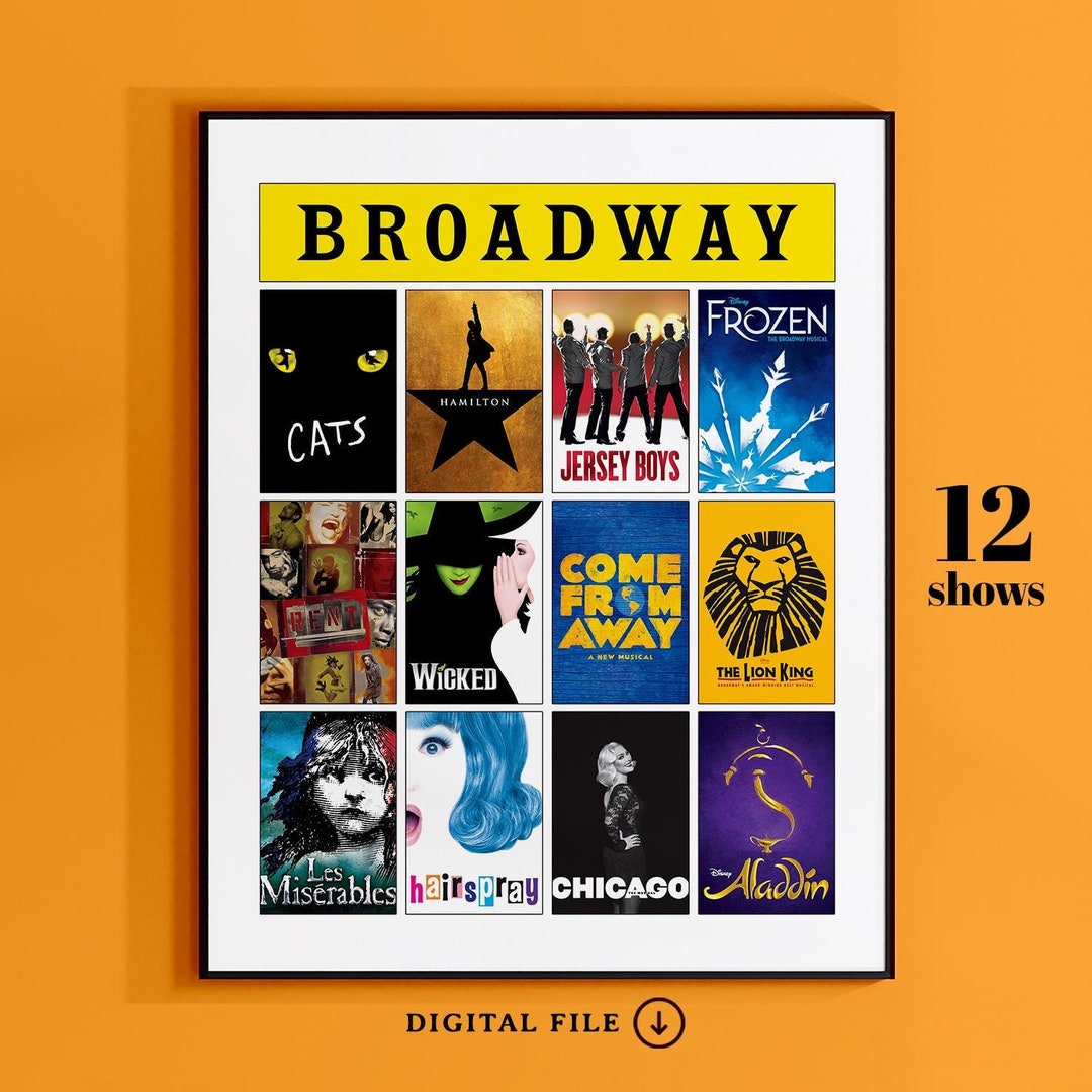 Custom Broadway Poster - 12 Shows - Broadway Musical Tribute Art ...
