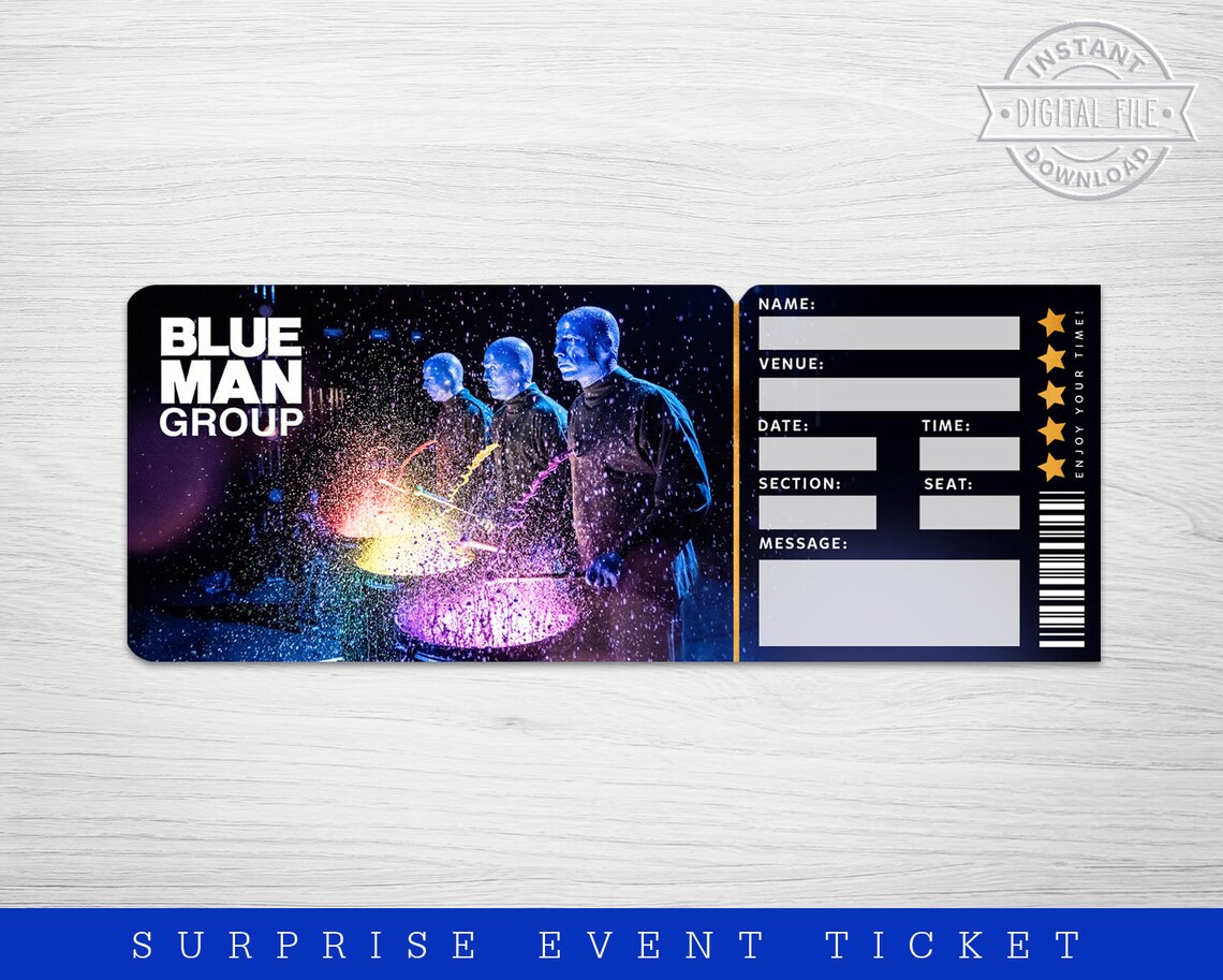 Printable Blue Man Group Broadway Surprise Ticket︱musical Theatre ...
