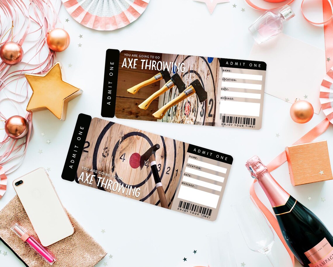 Printable AXE THROWING Surprise Gift Ticket, Axe Throwing Surprise ...