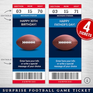 Printable Tennessee Game Surprise Gift Ticket | Football Reveal Ticket ...