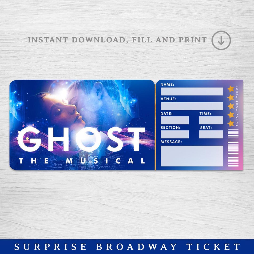 Printable Ghost Broadway Surprise Ticket︱musical Theatre Ticket︱event ...