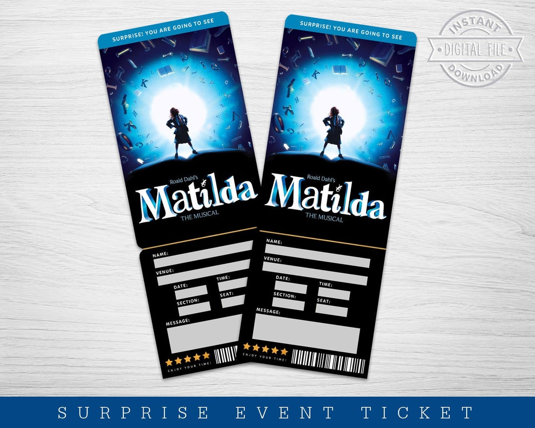 Printable Matilda Broadway Surprise Ticket︱musical Theatre Ticket︱event ...